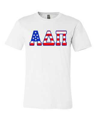 Alpha Delta Pi Bella + Canvas T Shirt USA Letter Top ADPI American Flag ...