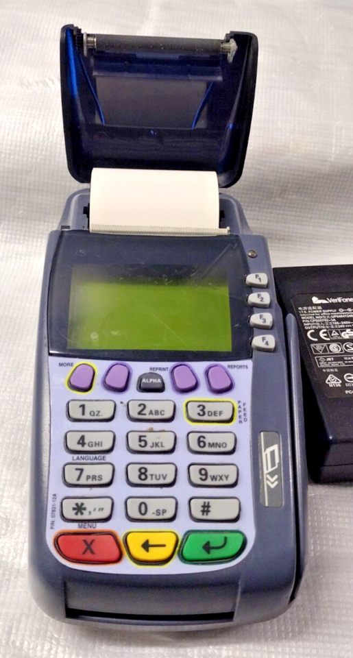 Verifone Omni 3750 Credit Card Terminal Receipt, Card Chip Reader w/ AC ...