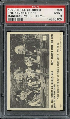 1966 FLEER THREE STOOGES #58 THE REDSKINS ARE RUNNING/MOE PSA 9 ...
