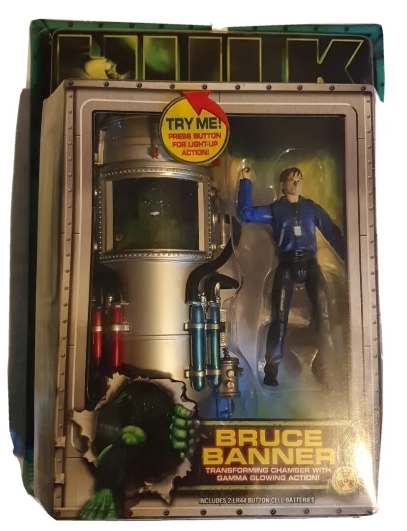 Marvel 4" Inch Hulk 2003 Bruce Banner Transforming Chamber Gamma Glow ...
