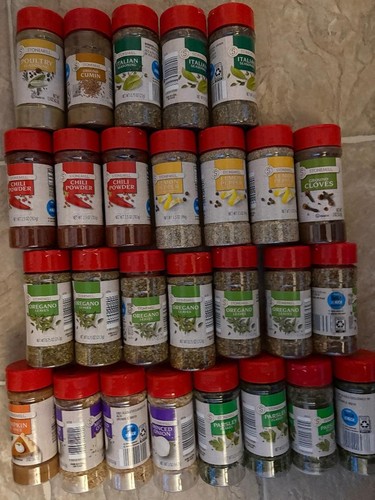 28 Stonemill spices; Ital,cumin,cloves,lemon pepper, chili, oregan ...
