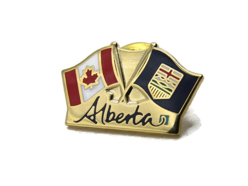 Alberta Lettered Canadian & Blue Crest Flag Pin Gold Tone | eBay