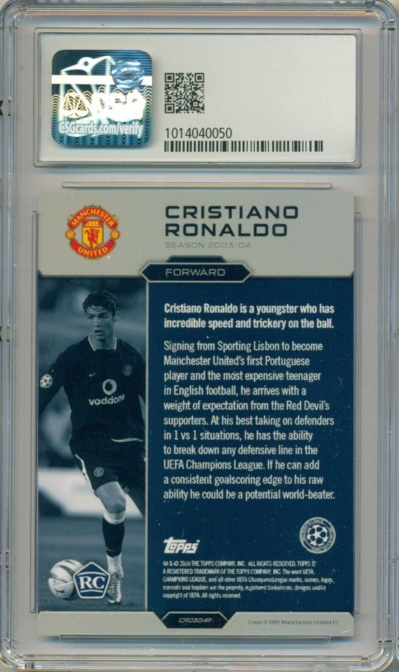 2020 TOPPS THE LOST ROOKIE CARDS UEFA CRISTIANO RONALDO CSG 9.5 GEM MT ...