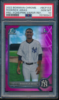 PSA 10 RODERICK ARIAS 2022 Bowman Chrome PINK VAPOR REFRACTOR #/199 RC ...