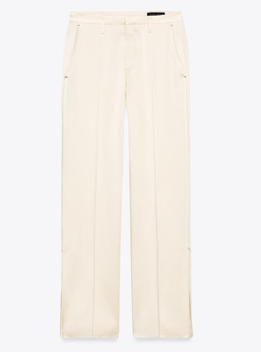 ZARA WOMAN ZW COLLECTION SATIN TROUSERS WITH VENTS IVORY 2727/712/741 ...