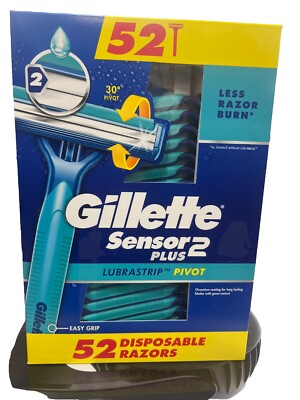 Gillette Sensor2 Plus Disposable Razor lubrastrip Pivot - 52 Razors ...