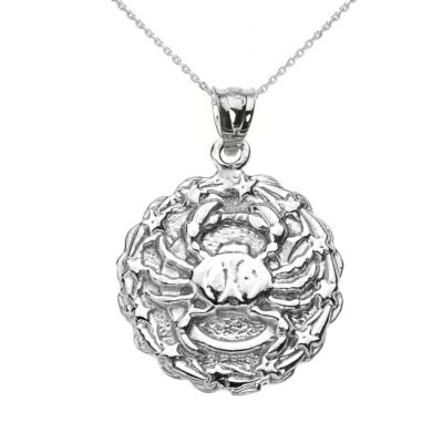 925 Sterling Silver Cancer July Zodiac Sign Pendant Necklace 16" 18" 20 ...