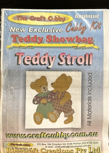 The craft cubby Teddy Stroll Appliqué Pattern kit | eBay Australia