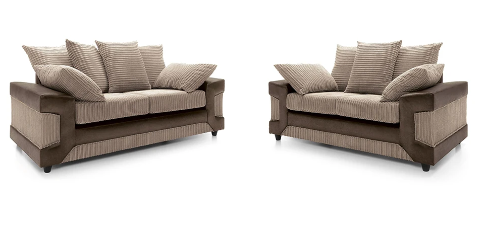 New Amara Corner Sofa Jumbo Cord Suite Set Footstool 3 2 Seater Grey ...