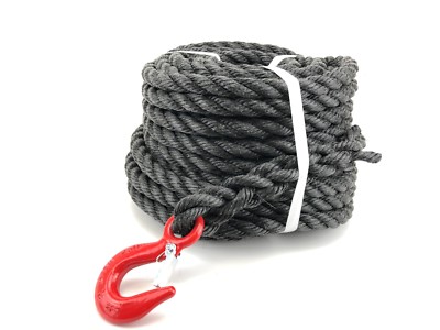 16mm Black StapleSpun Gin Wheel Rope x 50 Metres, Safety hook, Fall ...