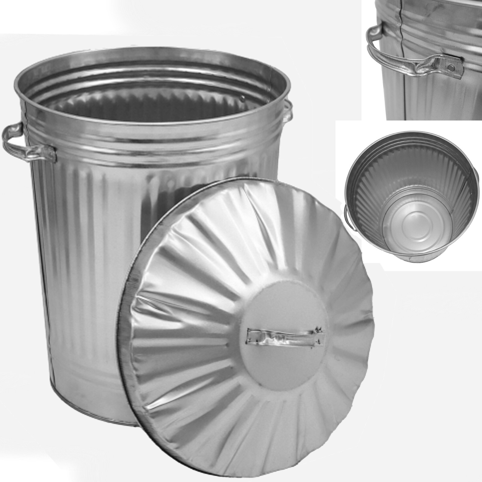 90l metal bin galvanised waste bin rubbish bin food bin | eBay UK