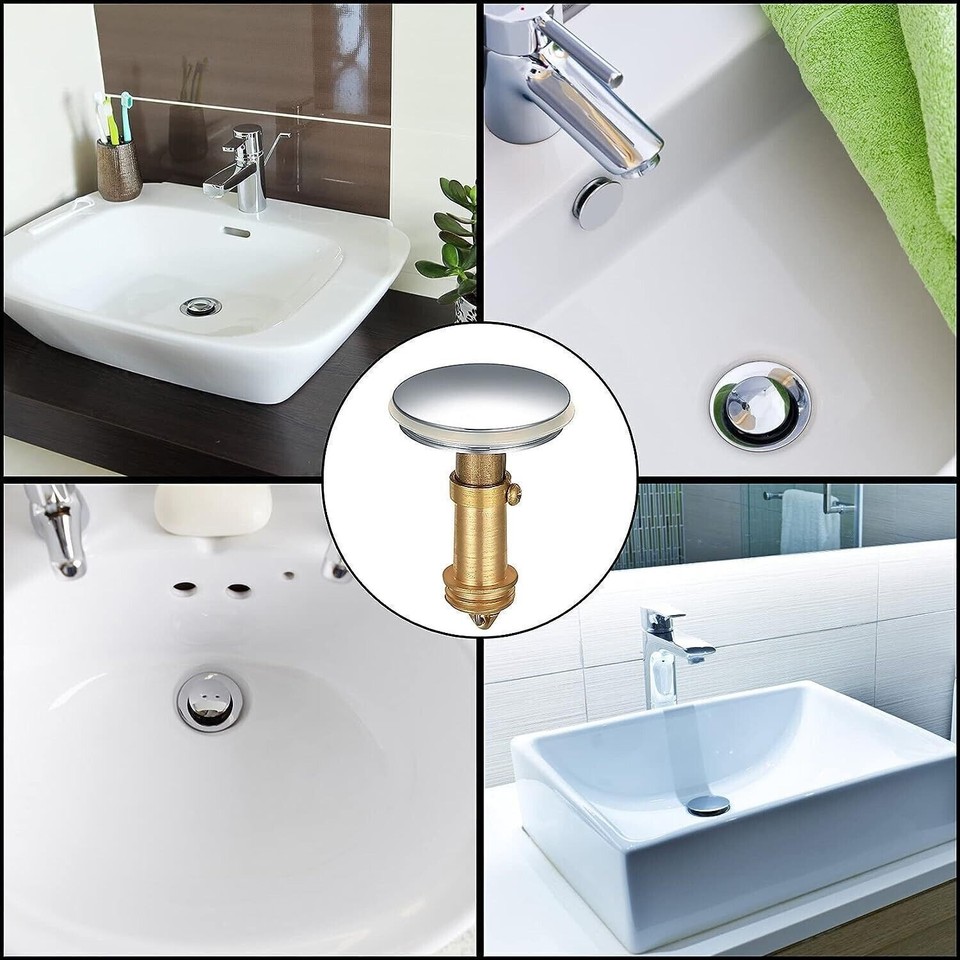 Pop up Sink Plugs, Bathroom Push Drain Stopper Plugs Click Clack Plug ...