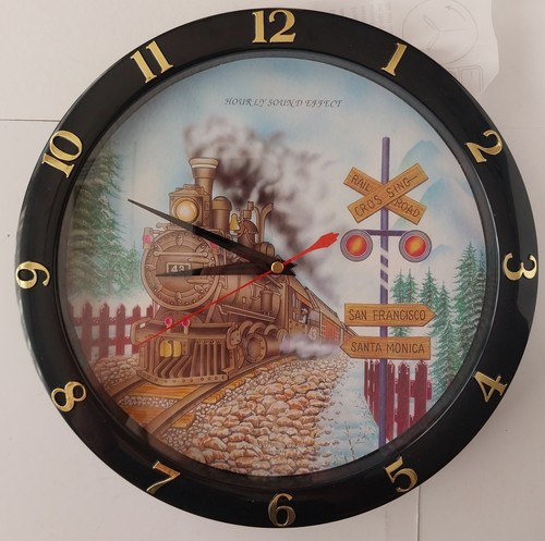 Train Railroad Crossing Clock with Sound Effects New in Box | eBay UK
