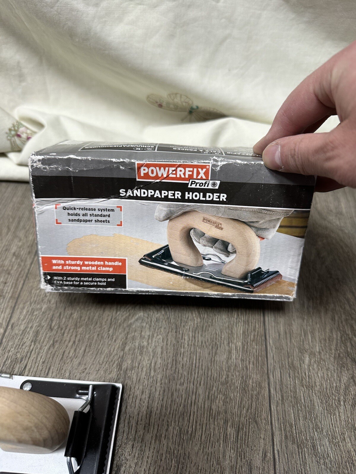 Powerfix Sandpaper Holder With Wooden Handle & Metal Clamp - Boxed | eBay