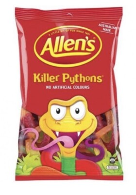 1kg ALLENS KILLER PYTHONS BULK LOLLIES JELLY RAINBOW SNAKES FRUIT KIDS ...