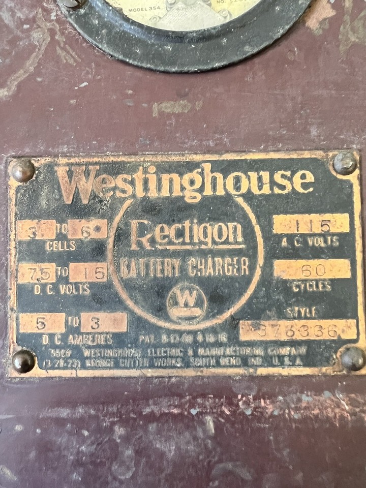 ANTIQUE BATTERY CHARGER WESTINGHOUSE RECTIGON TUNGAR T 1920s (SELLING ...