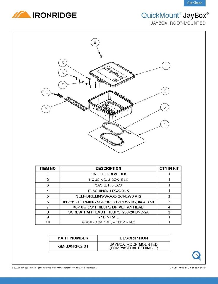 IronRidge QM-JBX-RF02-B1 JayBox Roof-Mounted Junction Box | eBay