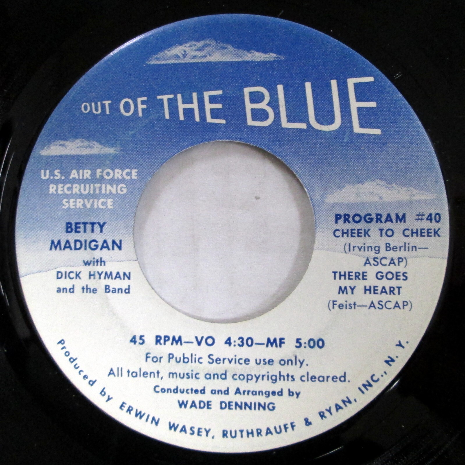BETTY MADIGAN 45 I May Be Wrong / Cheek To Cheek VG+ Out Of The Blue ...