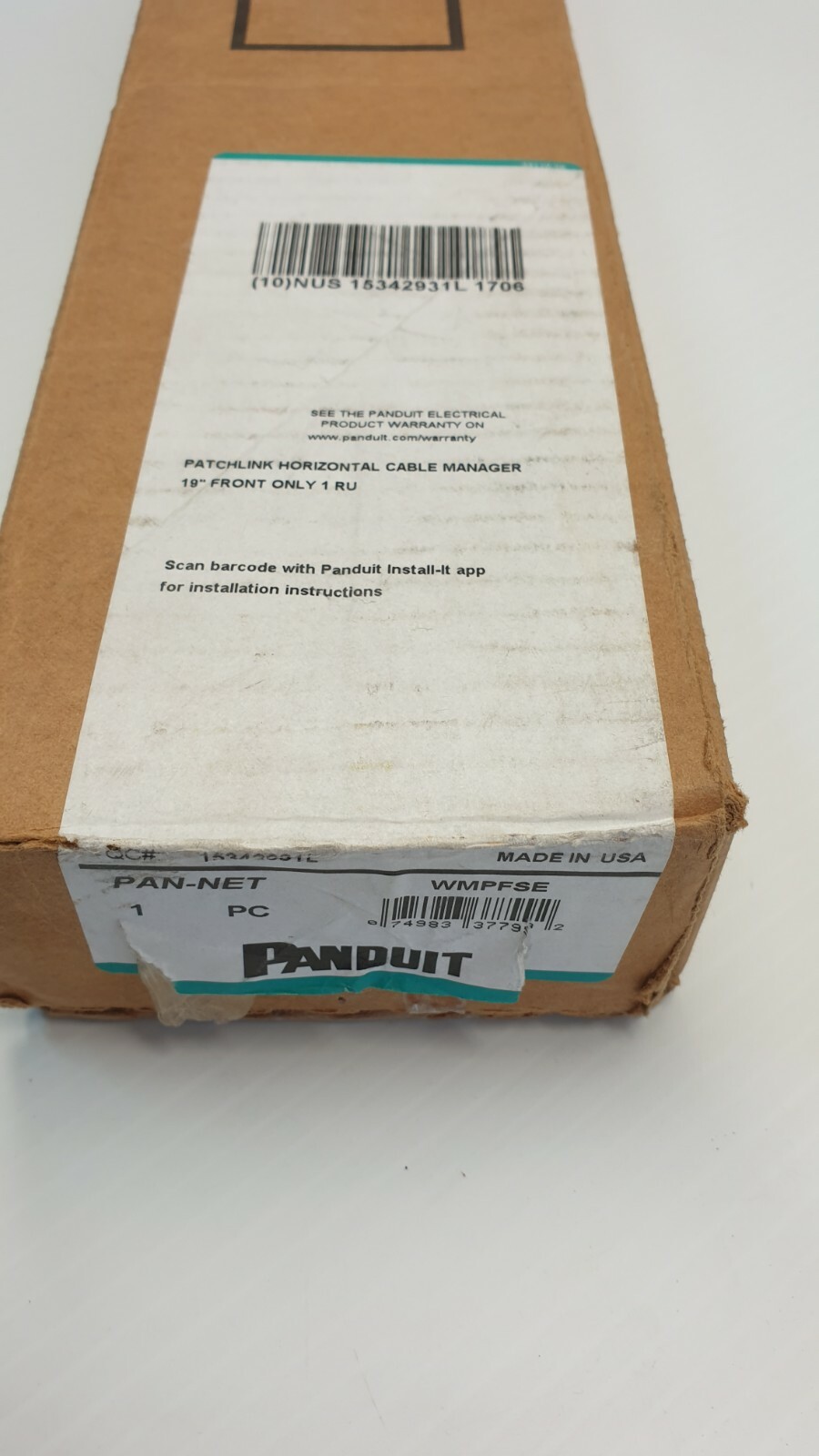 Panduit WMPFSE Patchlink Horizontal Cable Manager 19" Front 1RU Plastic ...