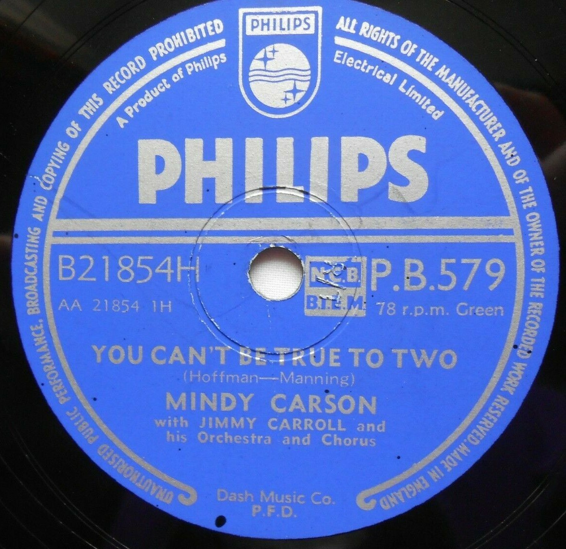 Mindy Carson 10" 78rpm Philips PB579 You Can't Be True To Two | eBay