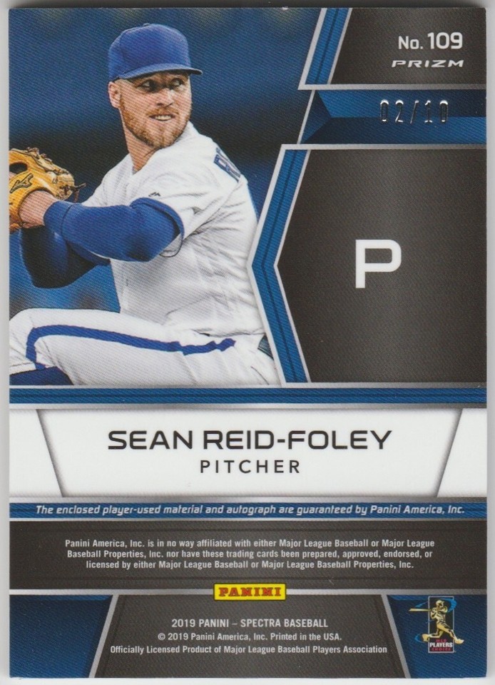 2019 Panini Spectra Rookie Jersey Autographs 109 Sean Reid-Foley RC ...