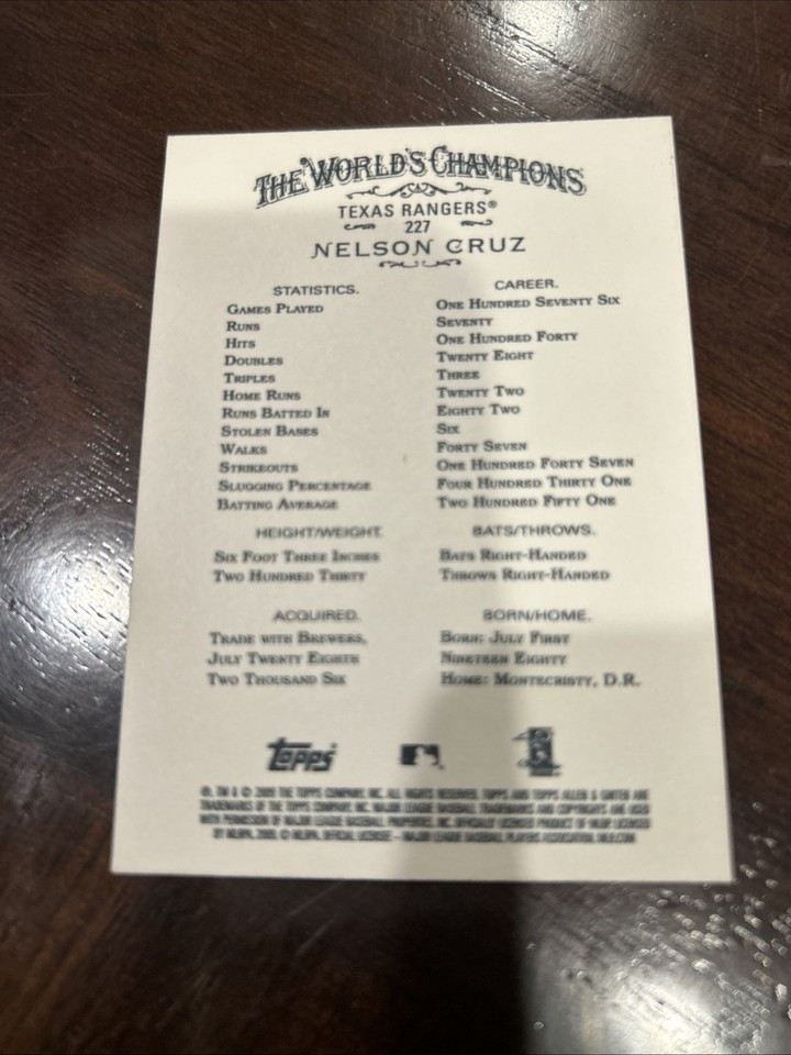 2009 Topps Allen & Ginter's - Nelson Cruz #227 | eBay