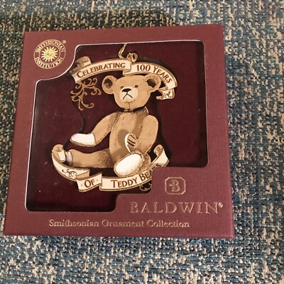 2002 Smithsonian Baldwin Teddy Bear Ornament Celebrating 100 Years in ...
