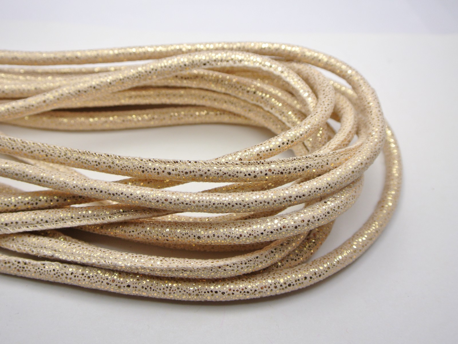 16.8 Feets White Metallic Glitter Stitched Soft Fabric Cord Rope String ...