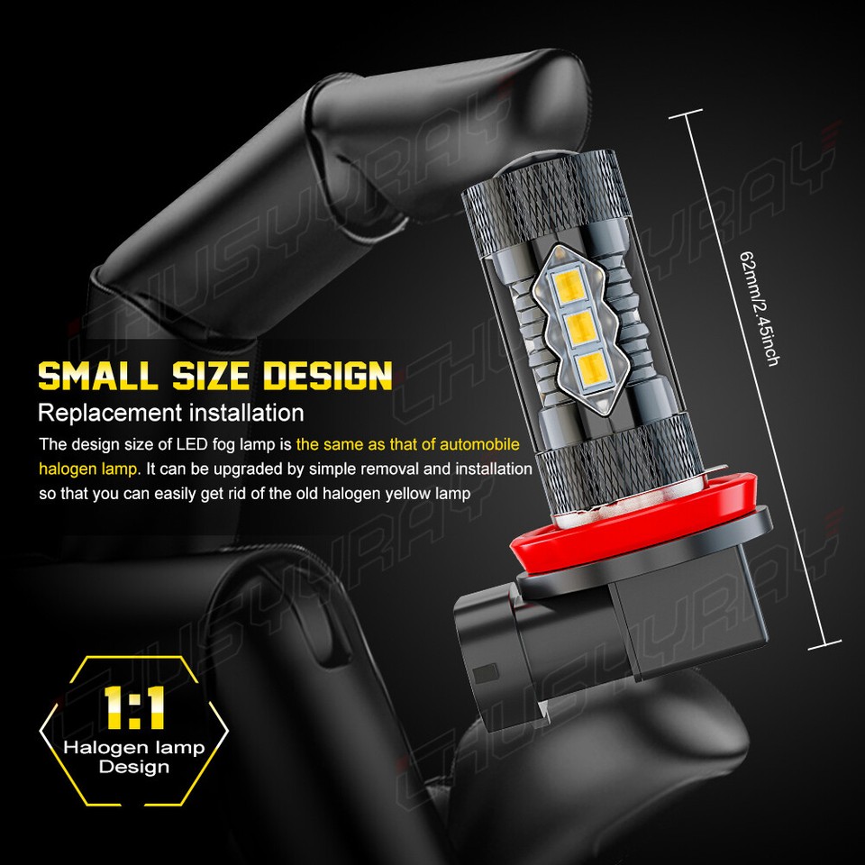 2X LED Fog Light Bulbs H8 H11 Fog Light Bulb yellow 4500k High Power ...