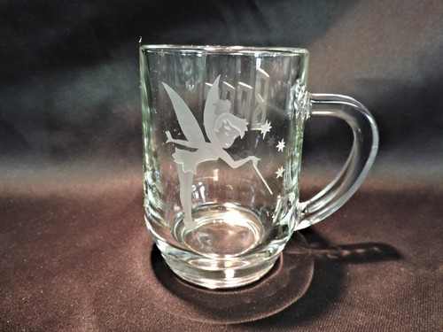 Vintage Tinkerbell Disney Etched Glass Mug from Disneyland ...