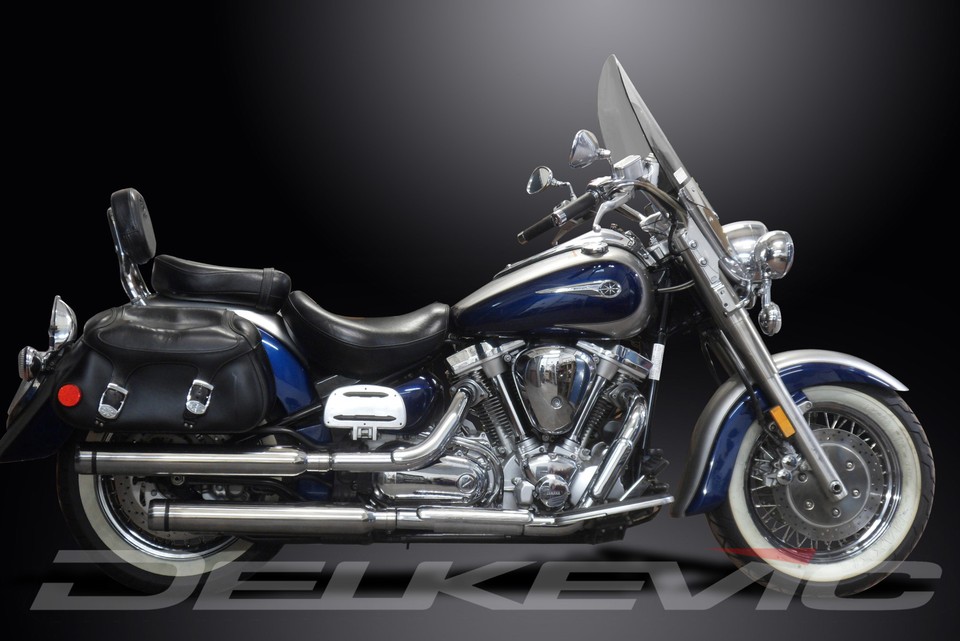 YAMAHA XV1700 ROAD STAR 04-07 550mm CUSTOM SILENCER EXHAUST KIT BULL ...