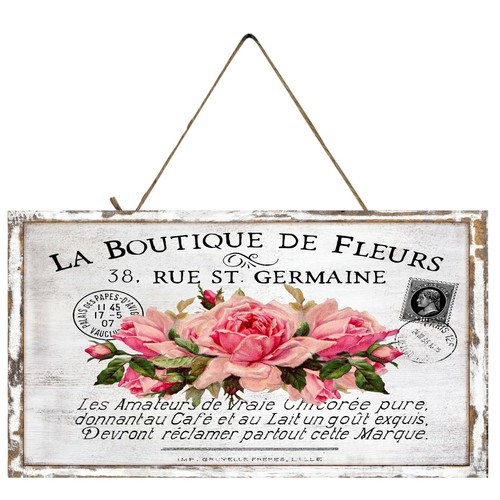 La Boutique de Fleurs Pink Roses Printed Handmade Sign | eBay