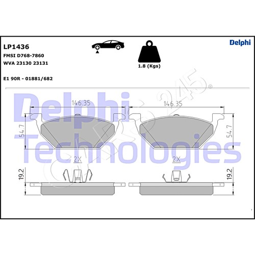 DELPHI Disc Brake Pad Set For VW SEAT SKODA AUDI MERCEDES Beetle Fox ...