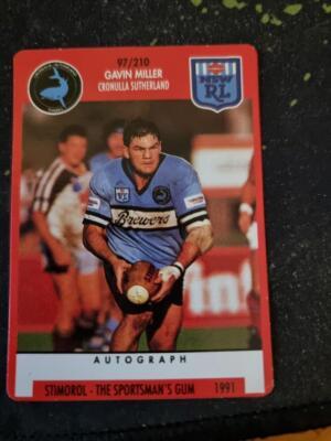 Stimorol 1991 NSW Rugby League Card number 97 Gavin Miller Cronulla ...