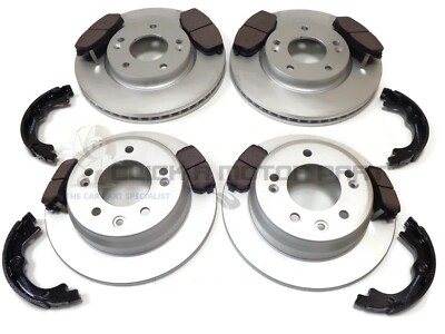 FRONT & REAR BRAKE DISCS & PADS HANDBRAKE SHOES FOR KIA CEED 1.4 1.6 1. ...