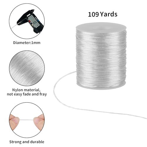 White Nylon String Cord - 1 MM 100 Yards Braided Ornament String, Nylon ...