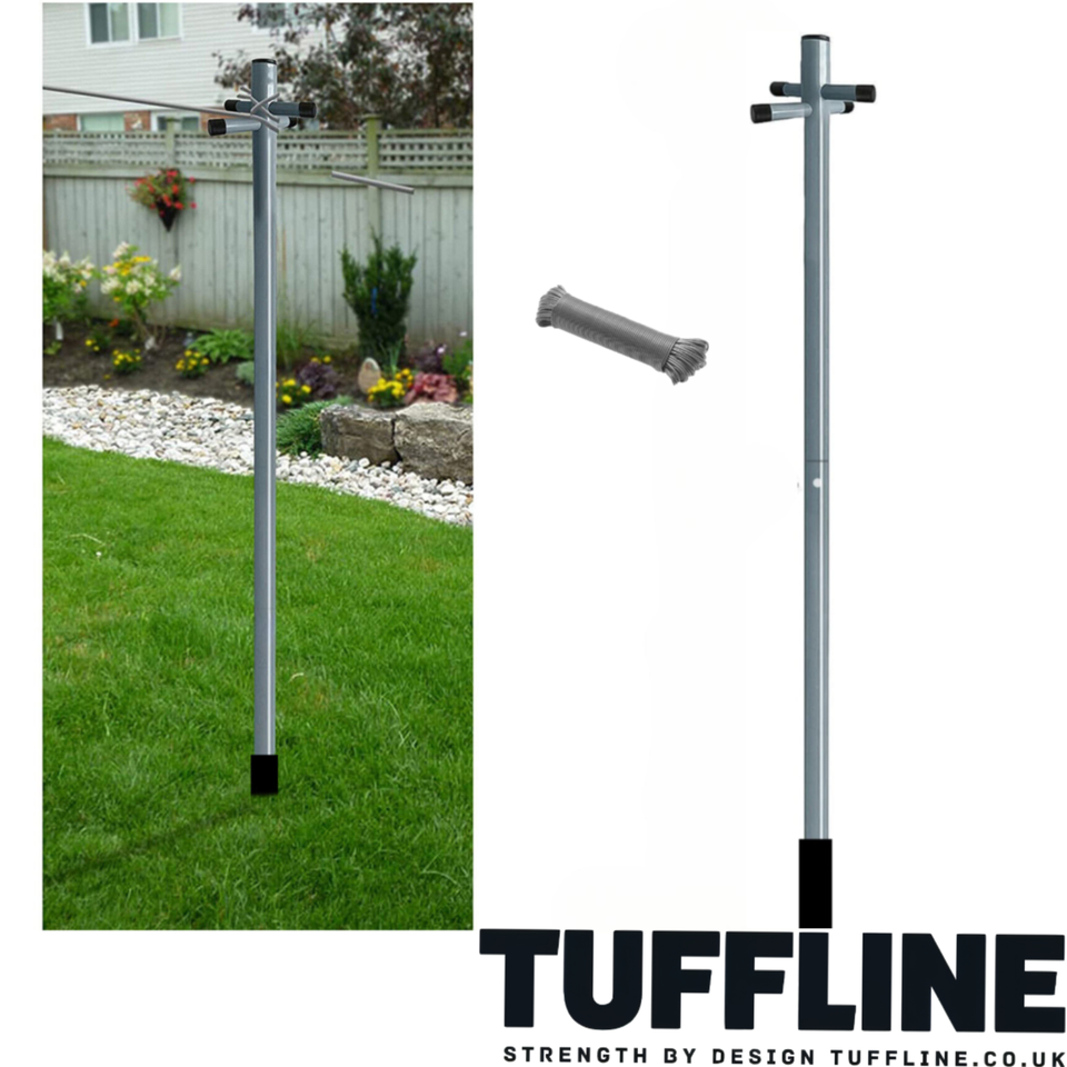 TuffLine 2.4 Metre Heavy Duty Clothes Post Washing Line Pole Grey ...