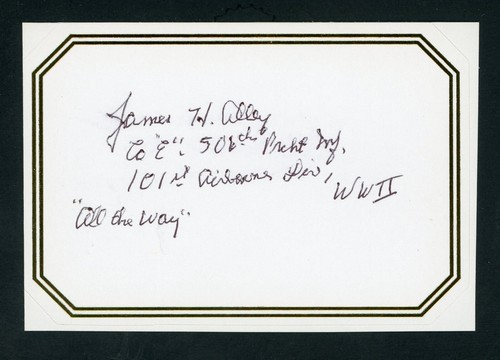 James Alley DECEASED WWII Band of Brothers Signed 2.35x3.5 Bookplate ...