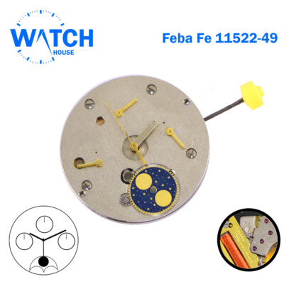 Feba Fe 11522-49 Swiss Movement, 7 Jewels, Day-Date-Month-Moon | eBay