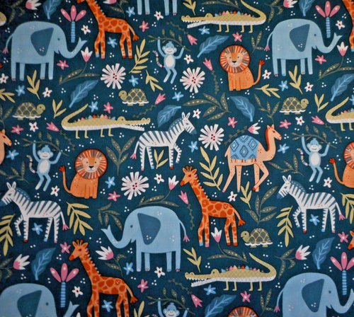 Nursery Fabric By The Yard Animals on Dk Teal Premium Cotton Baby ...