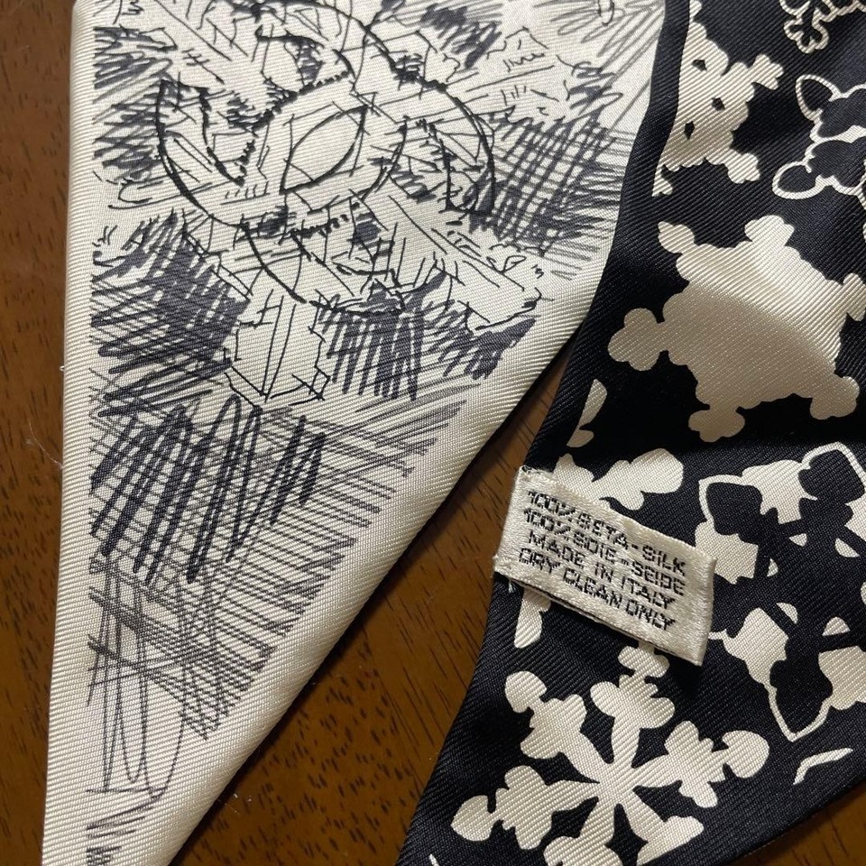 Used CHANEL silk ribbon scarf snowflake pattern | eBay Australia