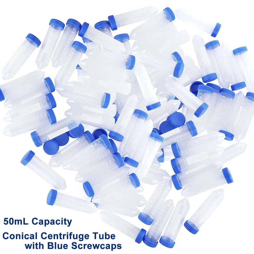 50xCentrifuge Tubes,50ML Plastic Test Tubes&Blue Screw Caps,Conical ...