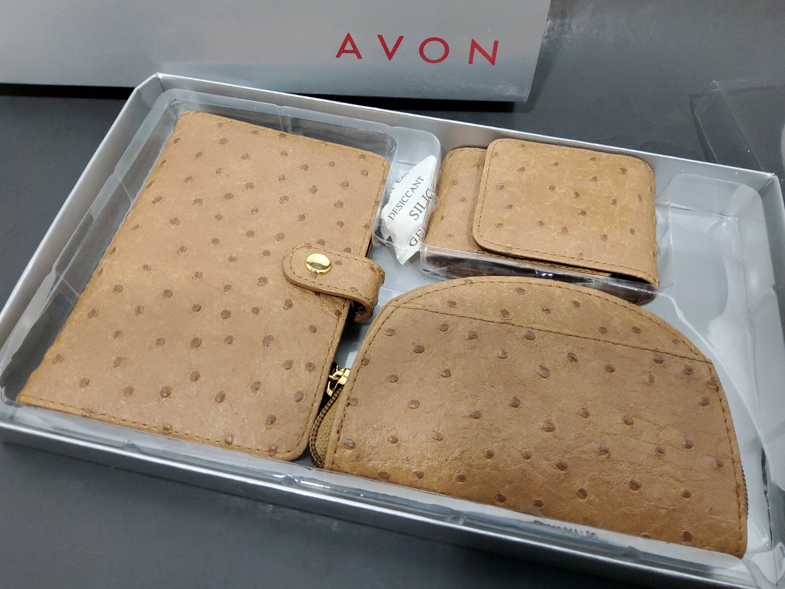 Avon Ostrich Look Wallet/Coin Purse 3 Piece Boxed Gift Set 2000 NOS | eBay