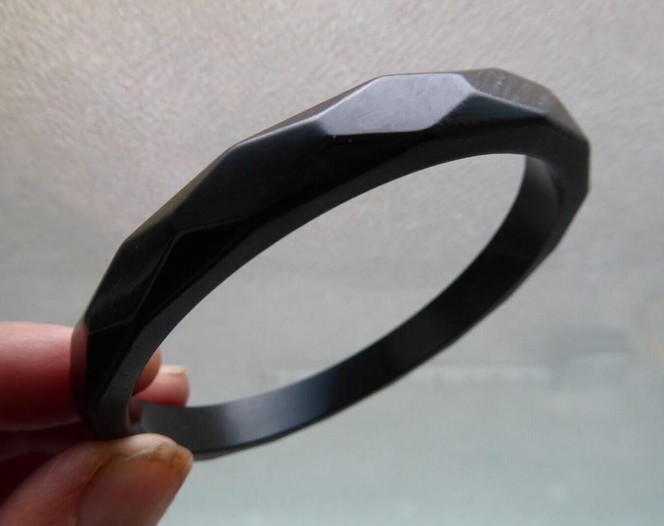 Vintage diamond faceted BLACK BAKELITE BANGLE tested | eBay
