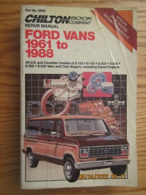 CHILTON'S Repair Manual Ford Vans 1961 to 1988 Maintenance & Repair ...