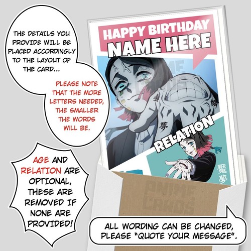 ENMU Personalised DEMON SLAYER Birthday Card • personalized anime tamio ...