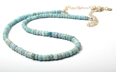 Natural Opal Necklace 4-6 MM Beads 16 Inch Blue Opal Necklace Rondelle ...