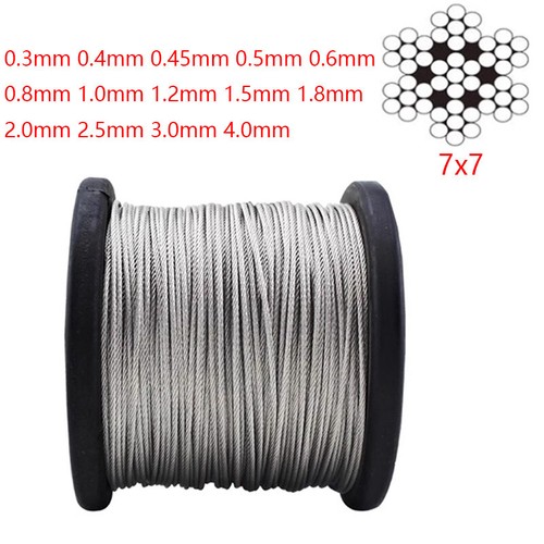 10 Meter Stainless Steel Wire Rope Cable 0.3mm 0.5mm 1mm 1.5mm 2mm 2 ...