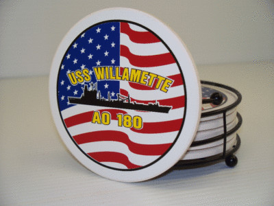 USS WILLAMETTE AO 180 Ceramic Coasters Set W / Holder USN Navy Military ...