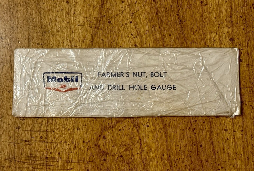VINTAGE Mobil Farmer's Bolt, Nut, and Drill Hole Gauge Tool | eBay